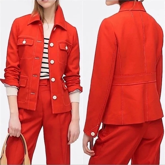 J. Crew | Jackets & Coats | Jcrew Red Tailored Blazer Jacket With ...